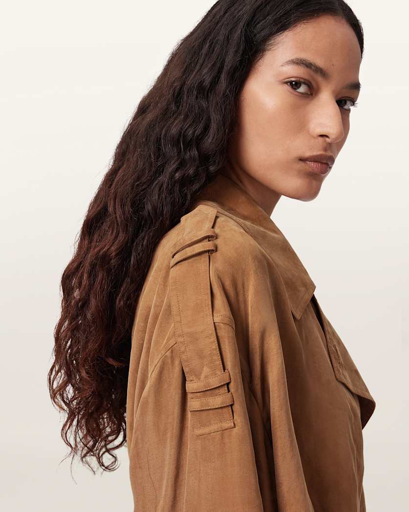 Linnie Lightweight Trench Coat CARAMEL CAFE BROWN | ALLSAINTS